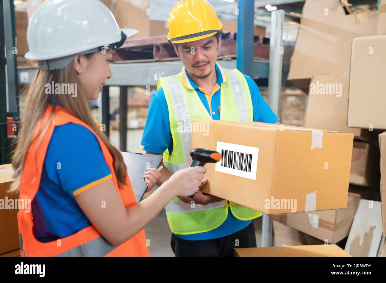 woman manager professional smiling of warehouse logistic worker job ...