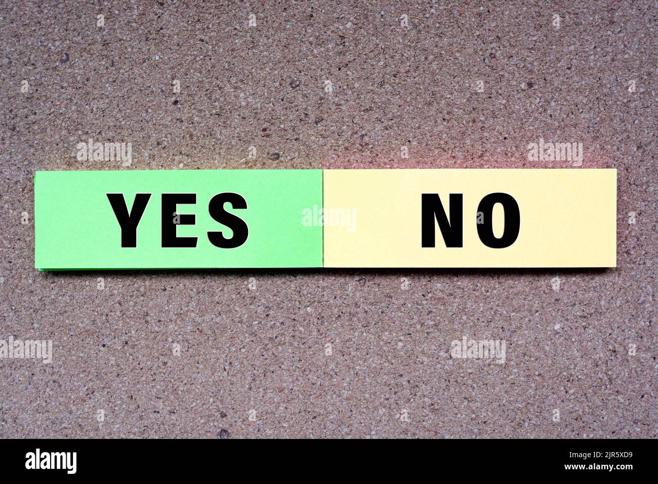 Yes No words on note with wooden background. Approved and Declined ...