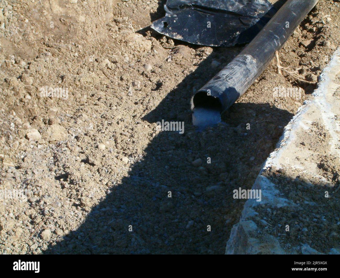 Manhole A-9 outflow of HDPE (High Density Polyethylene) liner ...