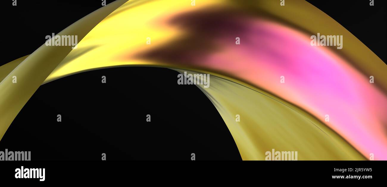 A Trendy Vibrant Fluid golden Color on black background, 3d render ...