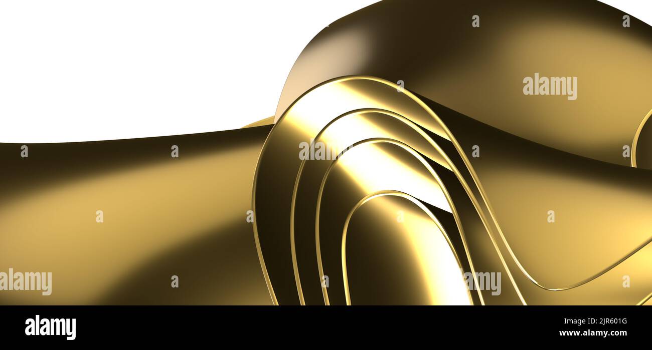 A Trendy Vibrant Fluid golden Color on white background, 3d render ...