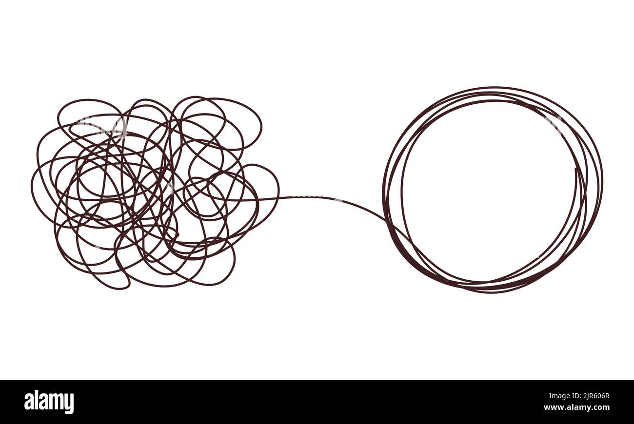 Tangle chaos, psychoterapy concept. Business design in one line, order ...