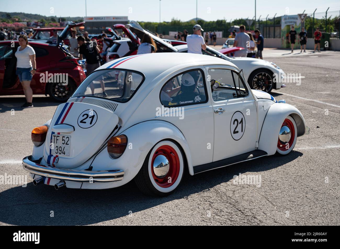 A classic Volkswagen restored and painted in the Herbie style Stock ...