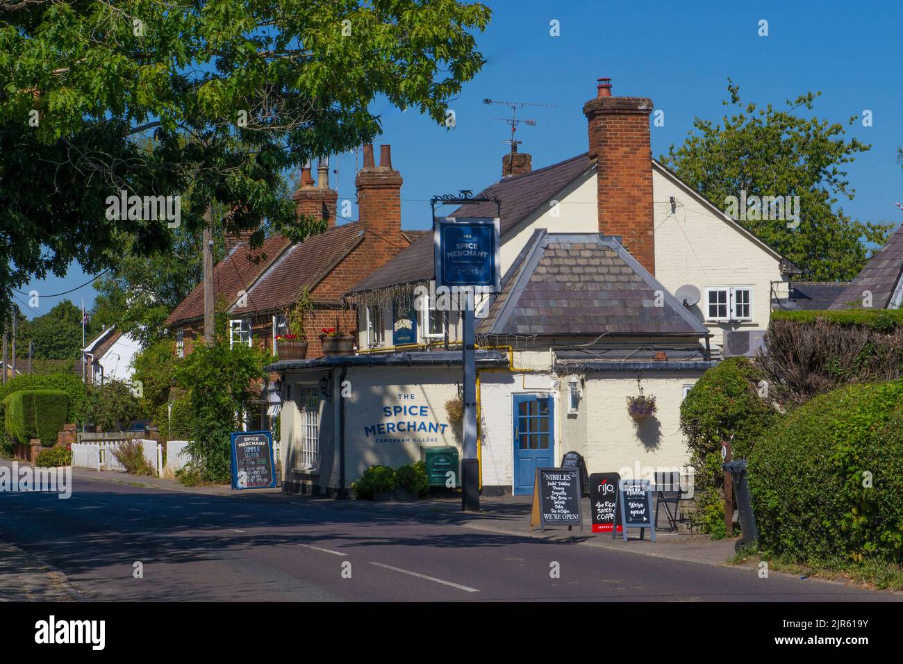 The Street and Spice Merchant Pub Crookham Village , Hampshire Stock ...