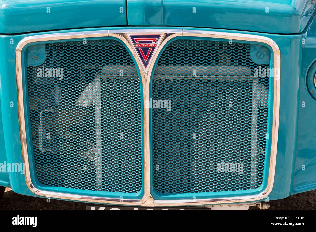 Close up detail of London Transport badge logo on front of vintage ...