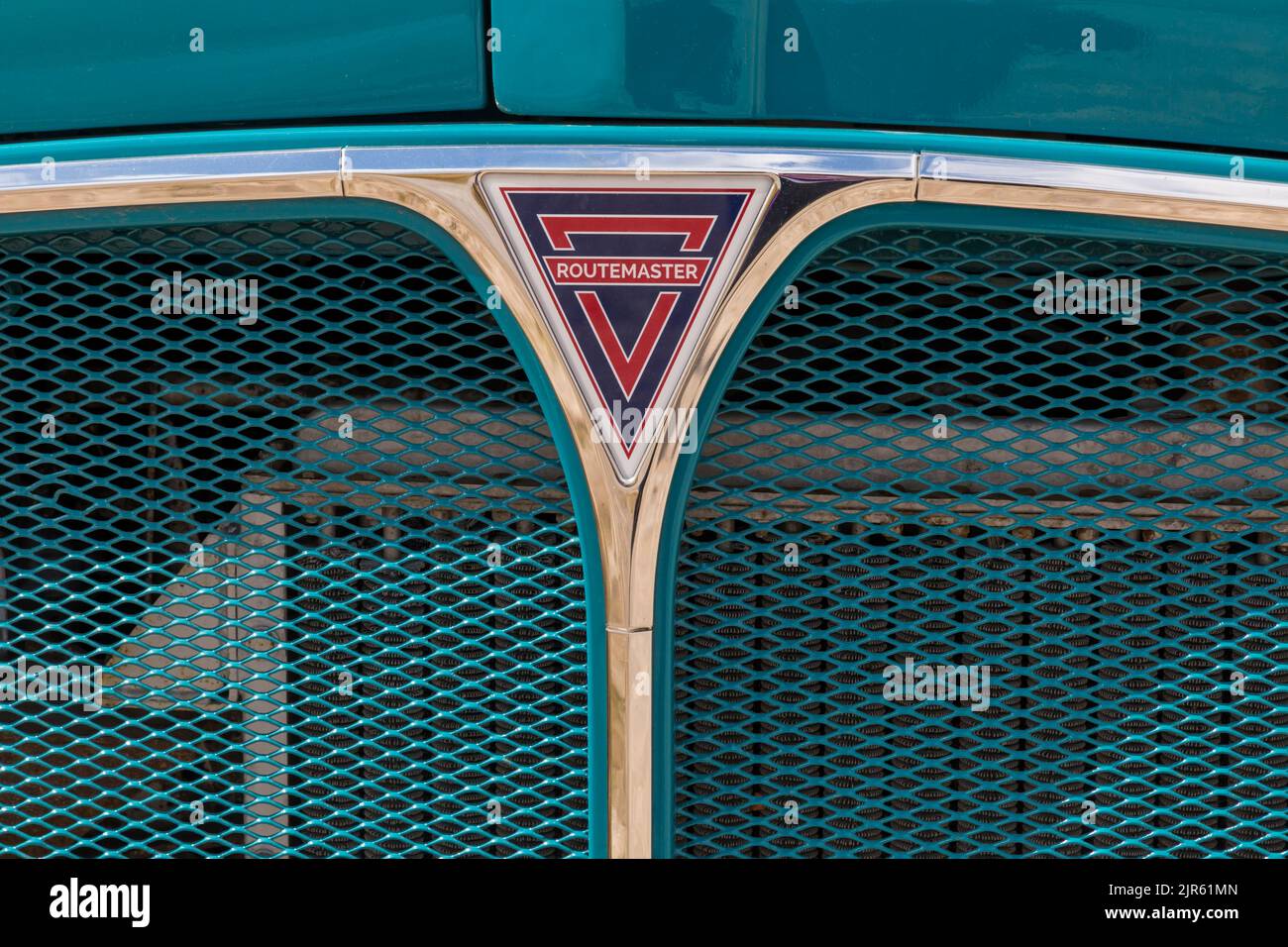 Close up detail of London Transport badge logo on front of vintage ...