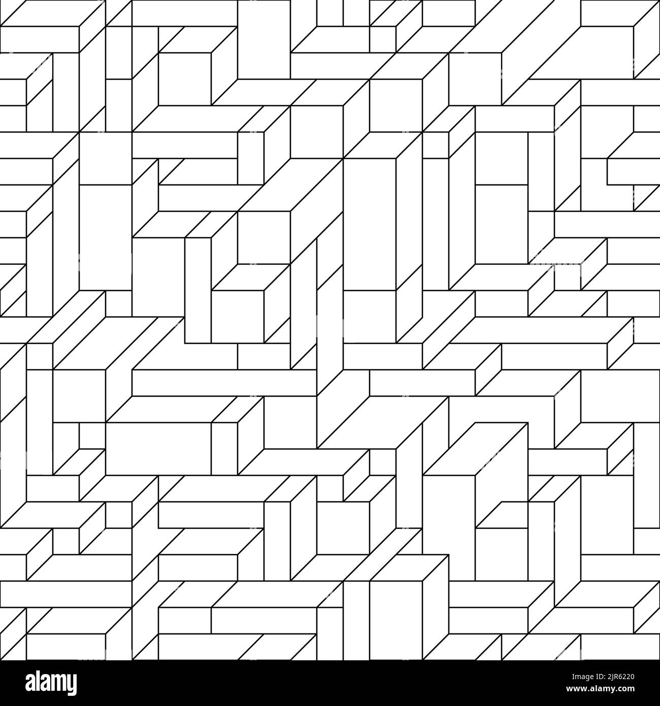 Seamless vector geometric black pattern of cubes and rectangles ...