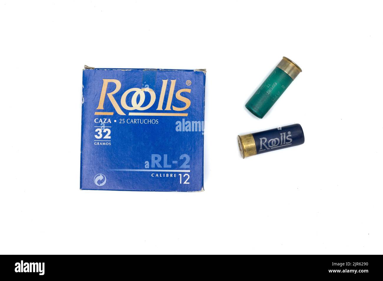 A shotgun cartridges box for hunting on white background Stock Photo ...