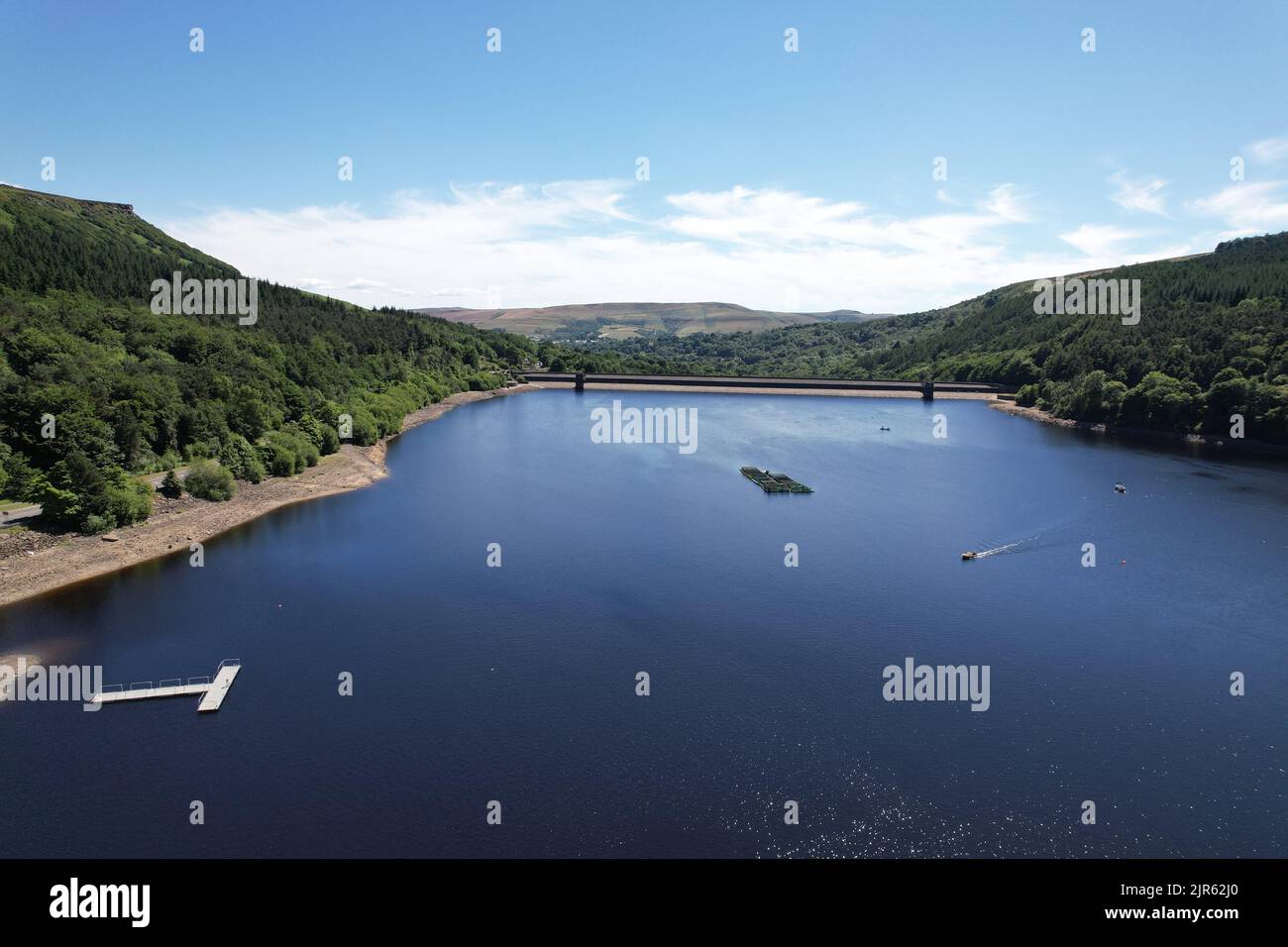 ladybower reservoir Peak District England drone aerial view Stock Photo ...
