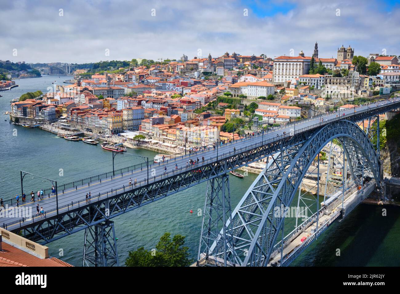 The Ribeira district of Porto and the Douro river and waterfront from ...