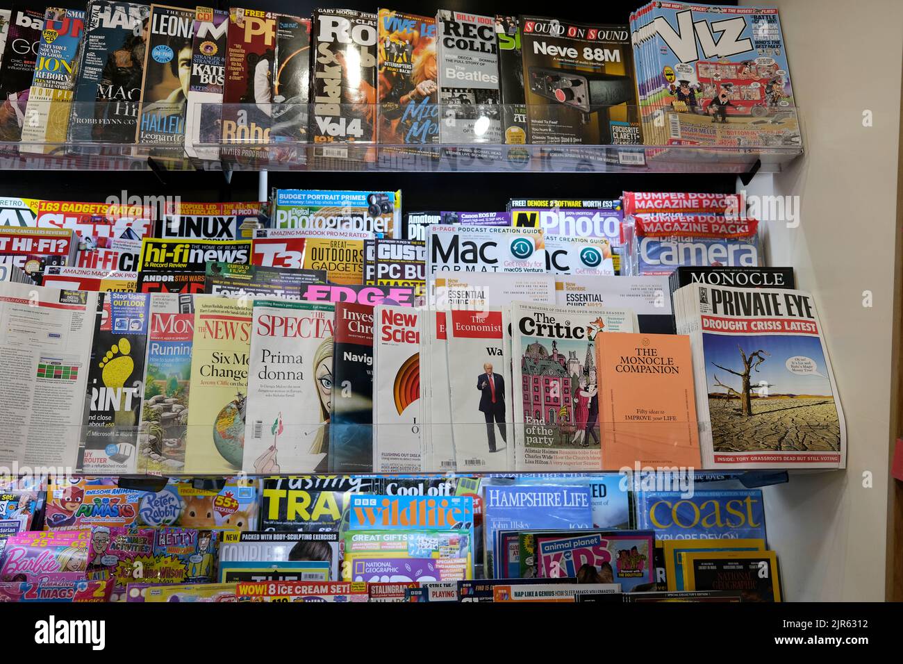 display of magazines and books,wh smith,basingstoke,uk august 2022 ...
