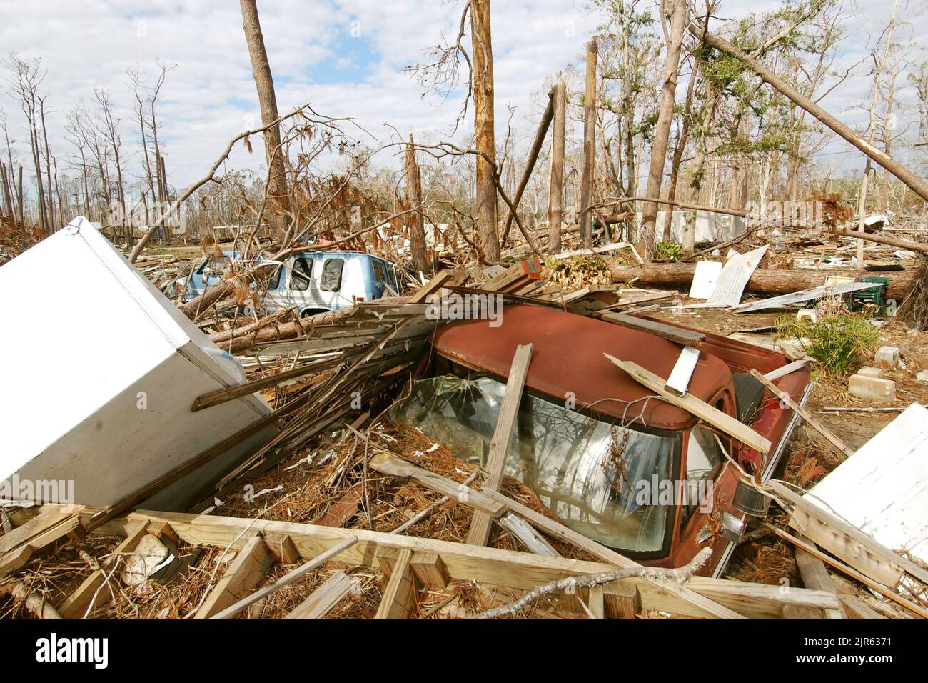 The devastation wreaked by Hurricane Katrina in 2006 in Clermont ...