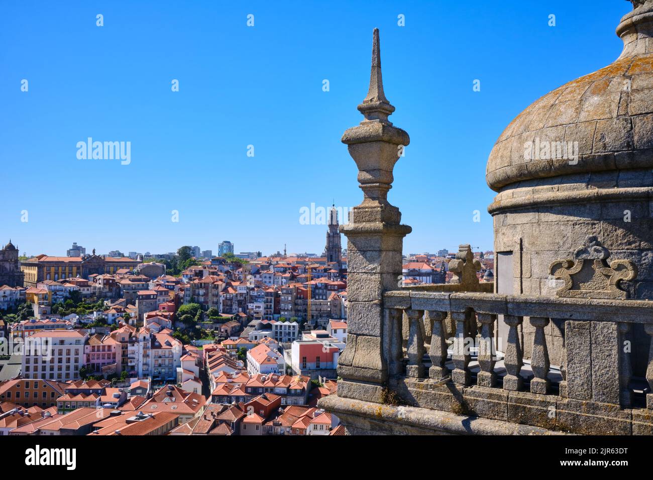 View north west over the rooftops of Porto from Porto cathedral in the ...