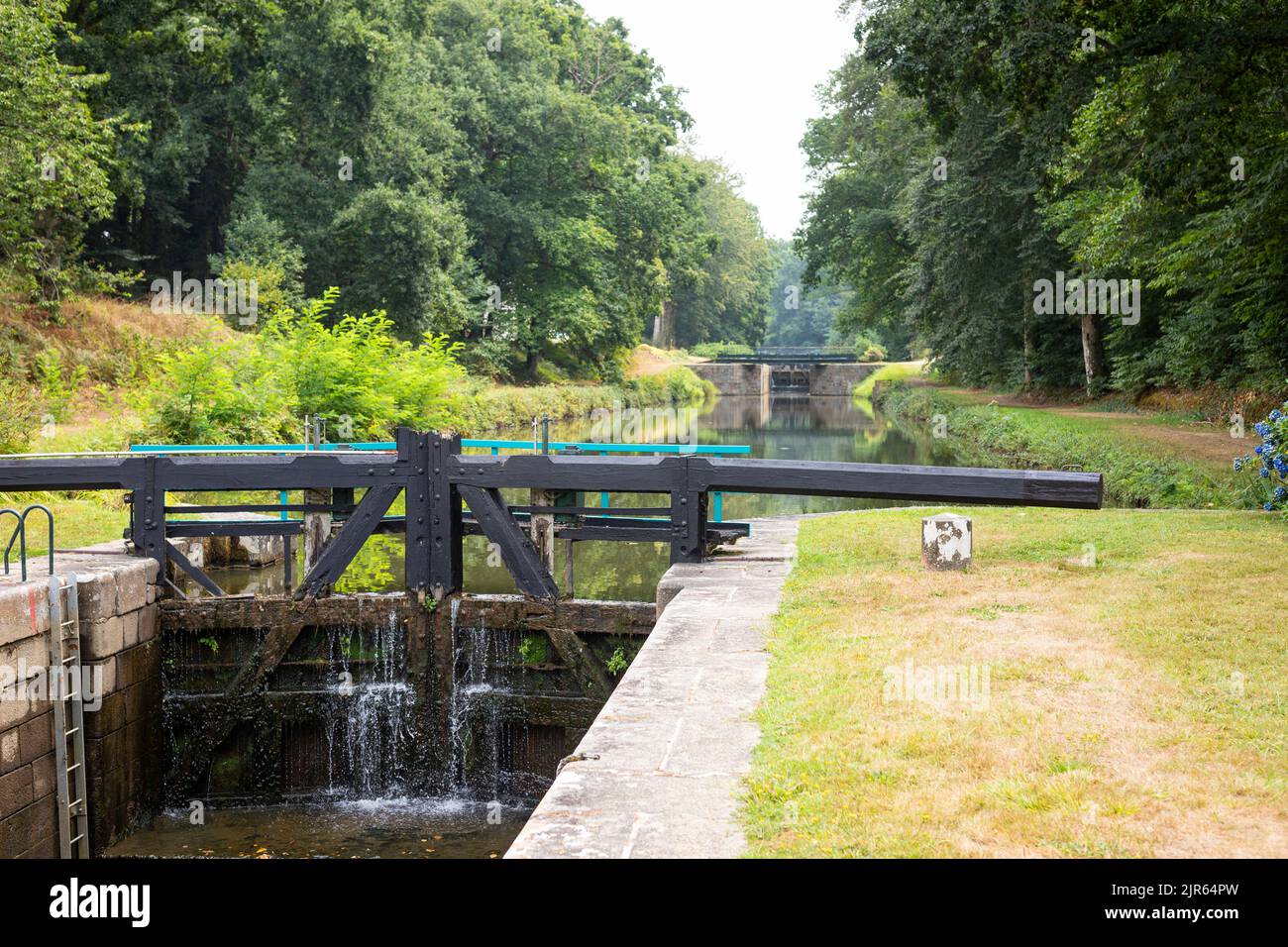 Tourist attraction at the locks of canal Hédé‑Bazouges, brittany ...