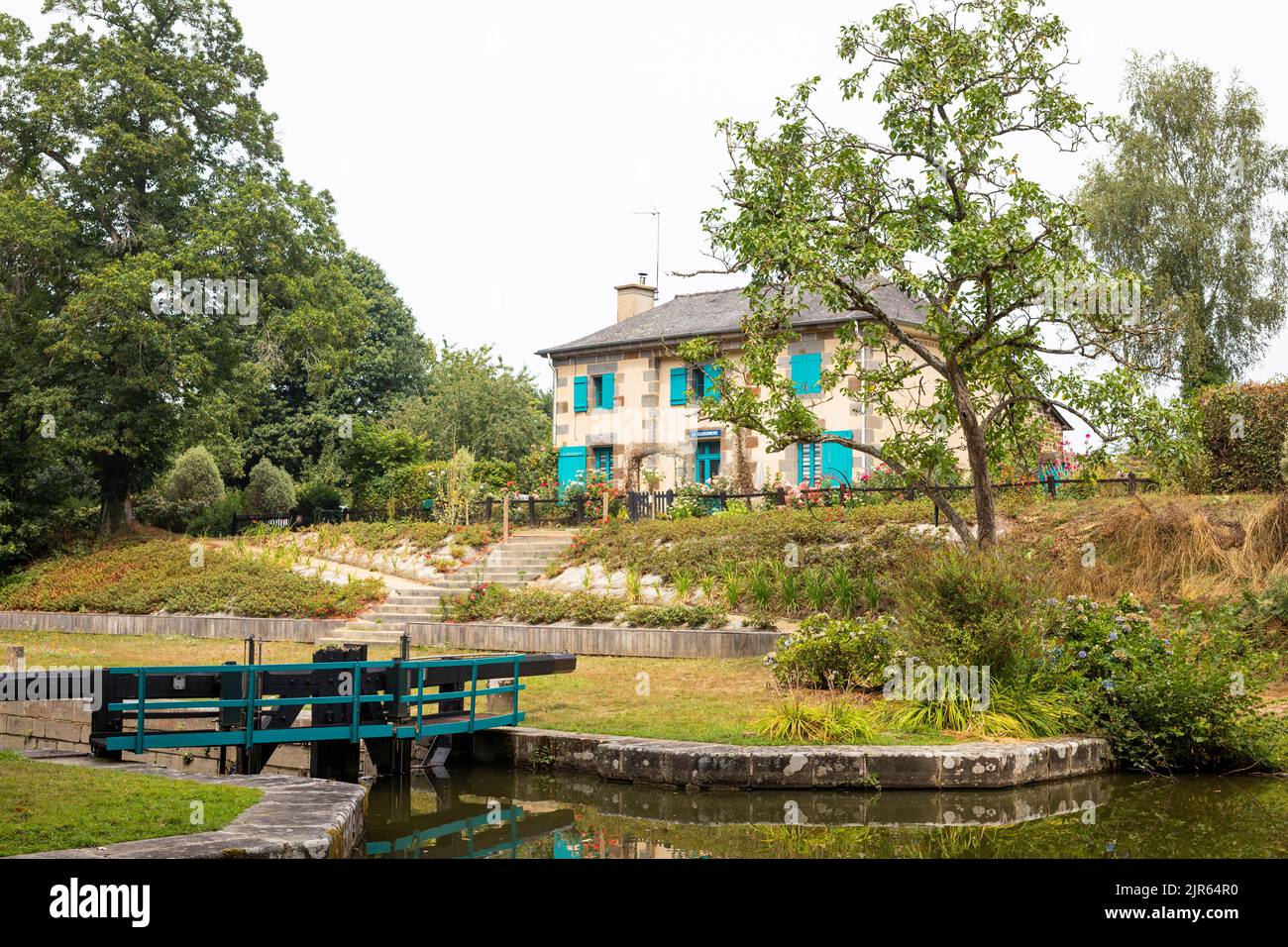 Tourist attraction at the locks of canal Hédé‑Bazouges, brittany ...