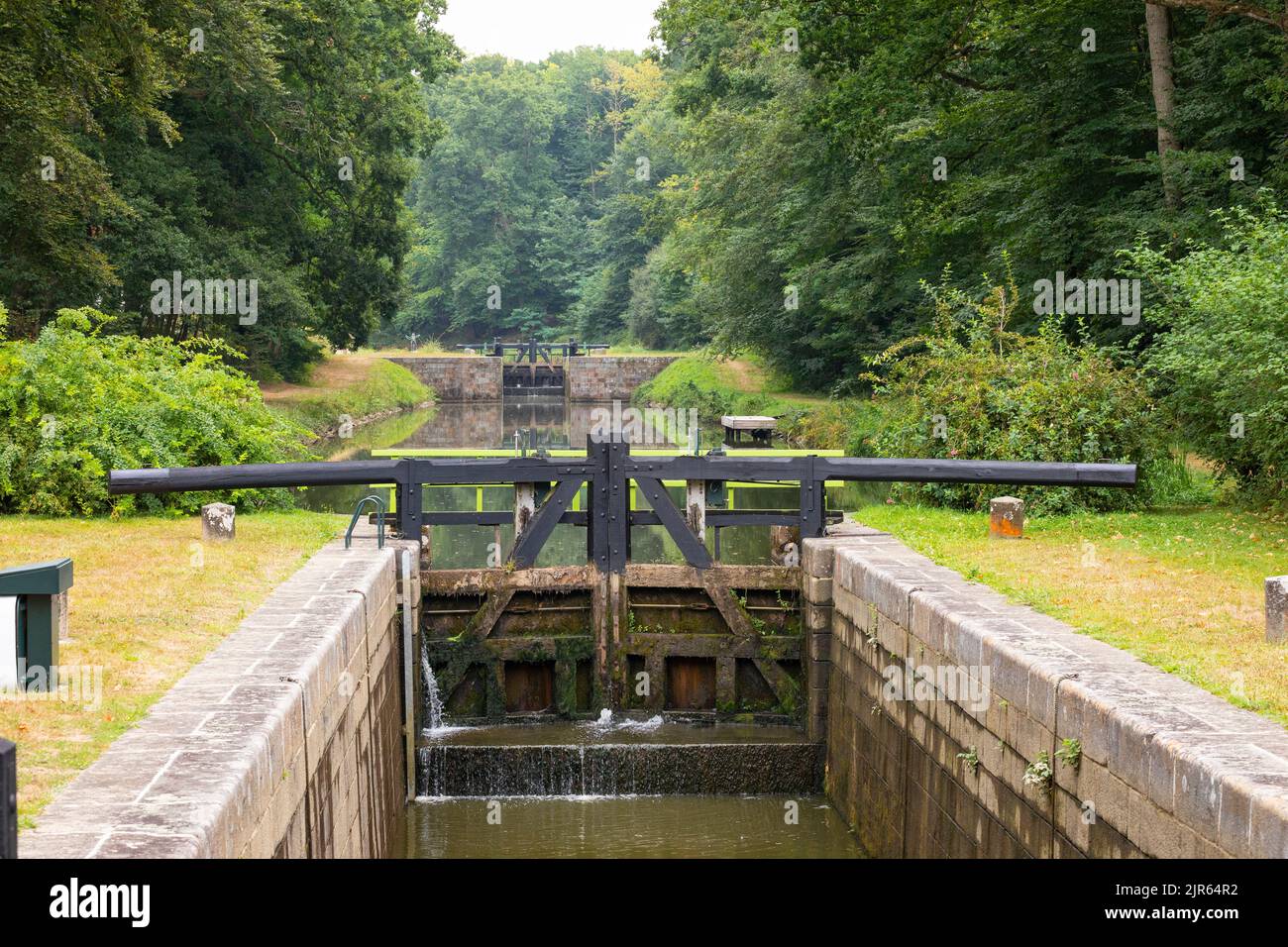 Tourist attraction at the locks of canal Hédé‑Bazouges, brittany ...