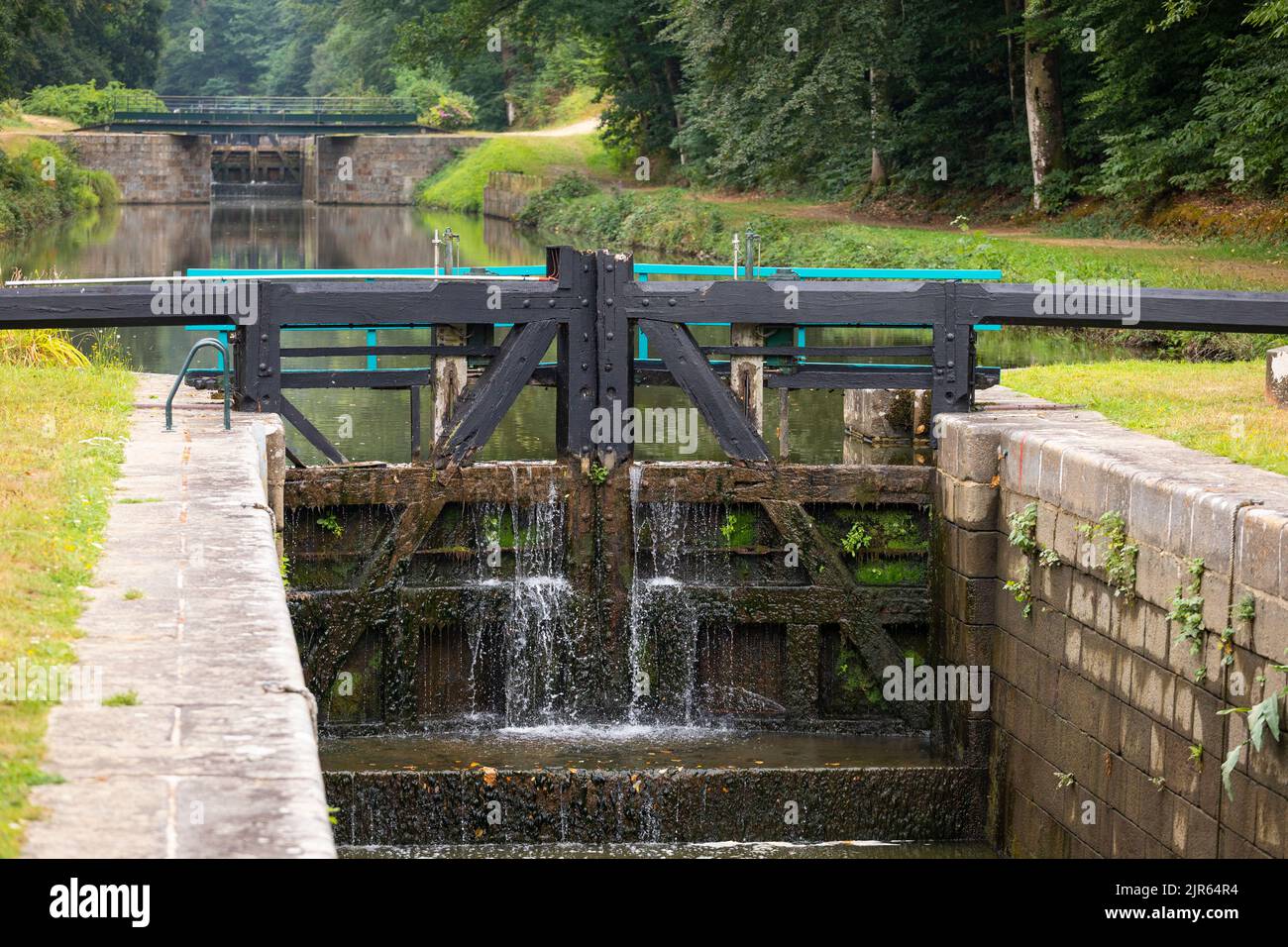 Tourist attraction at the locks of canal Hédé‑Bazouges, brittany ...