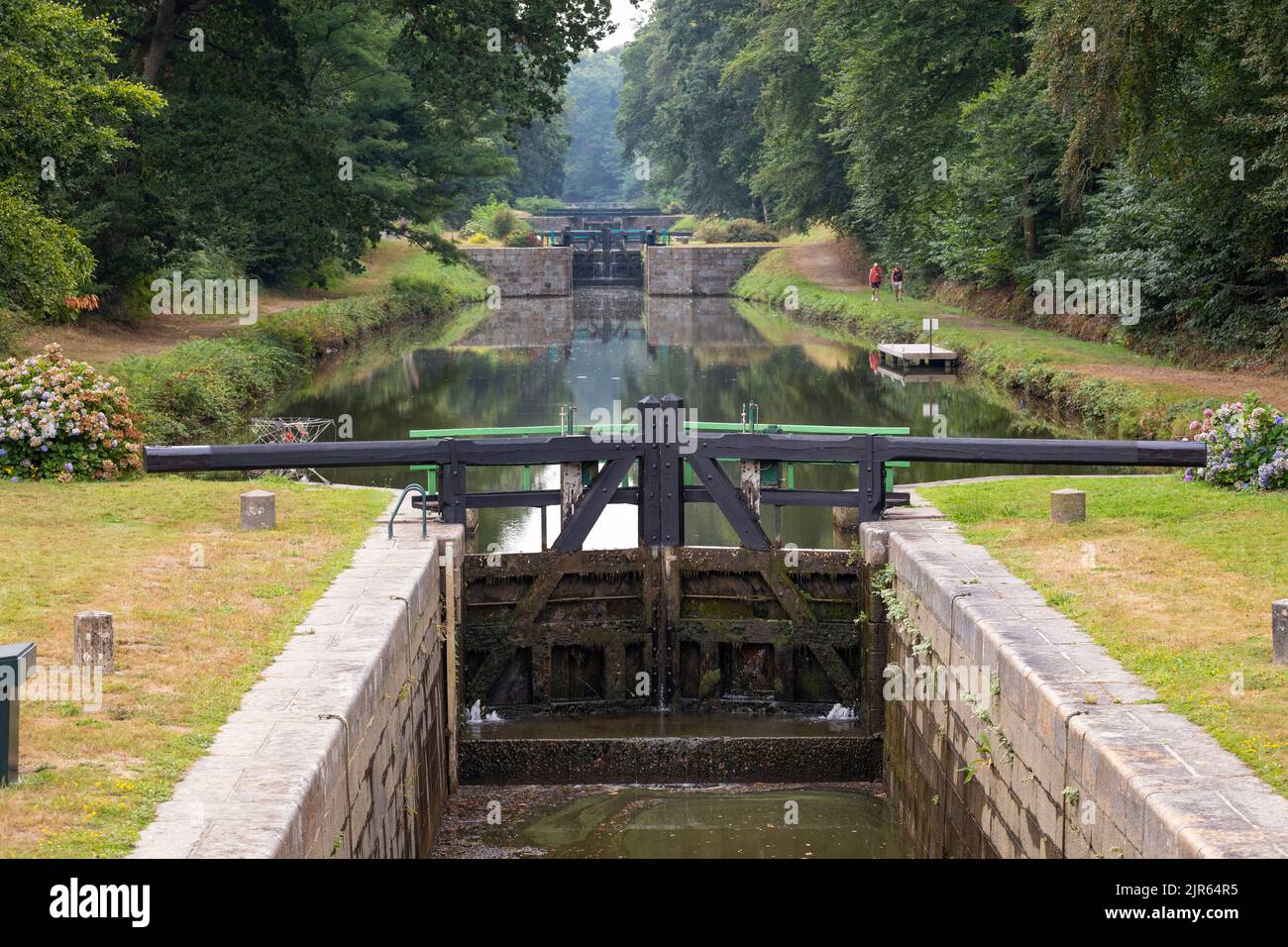 Tourist attraction at the locks of canal Hédé‑Bazouges, brittany ...