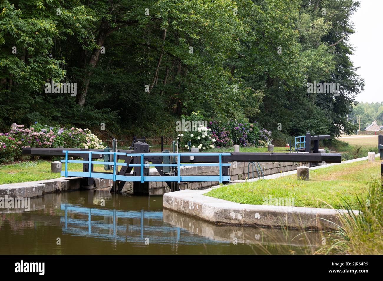 Tourist attraction at the locks of canal Hédé‑Bazouges, brittany ...
