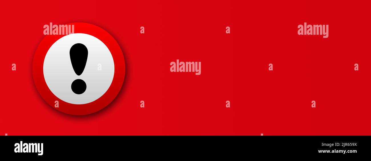 attention sign on red background Stock Photo - Alamy