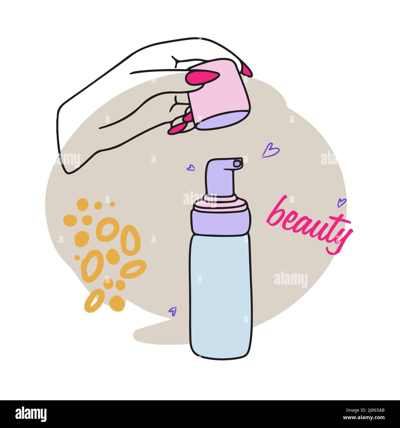 Cosmetic products for skin care, hands, self care, beauty, handwritten ...