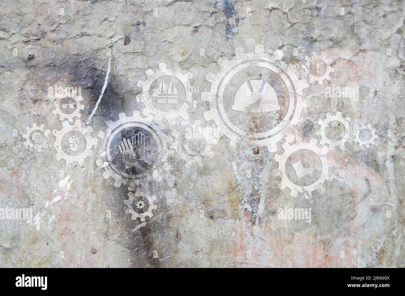 work safety sign on wall background Stock Photo - Alamy