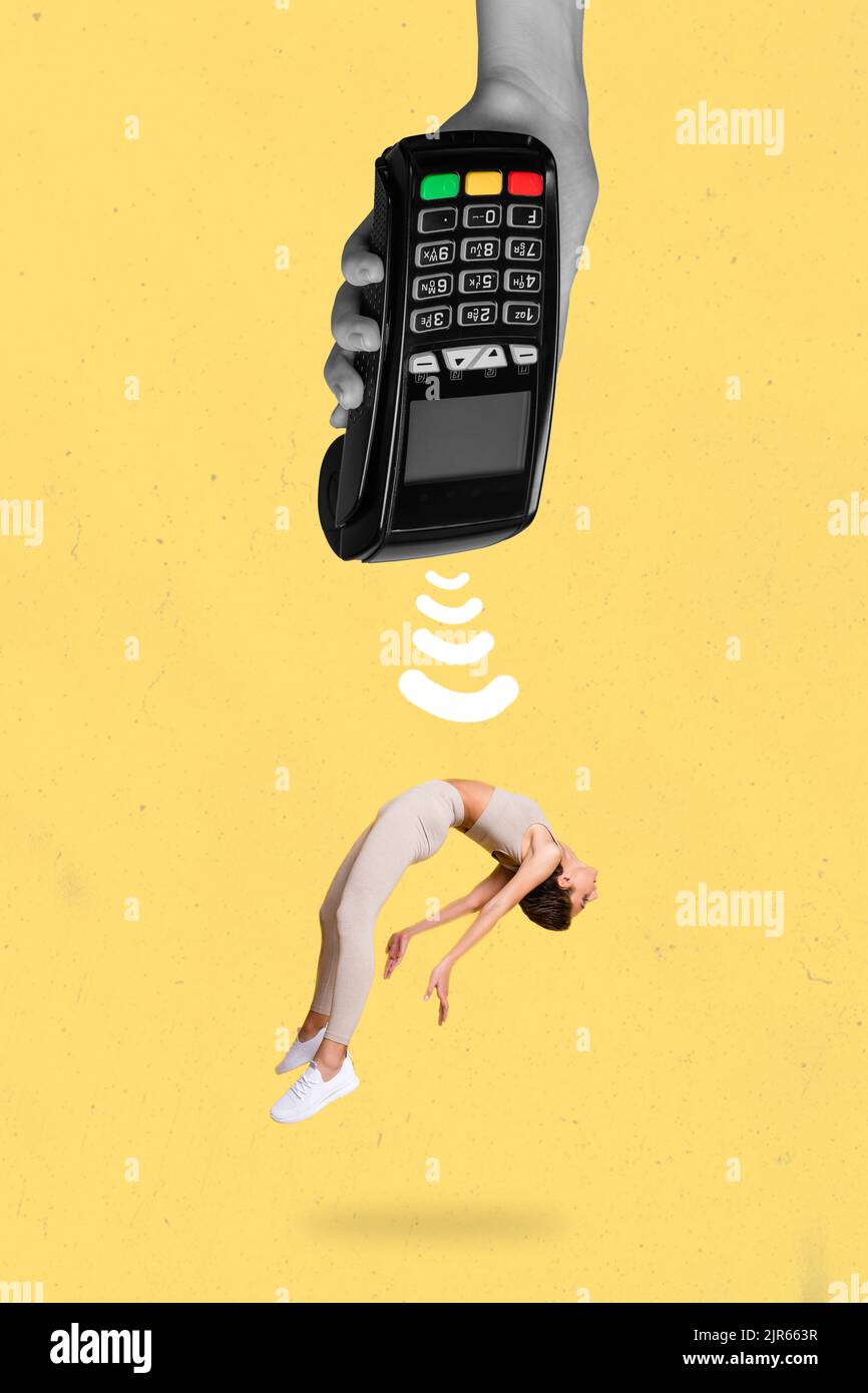 Photo artwork minimal picture of arm holding bank terminal attracting ...