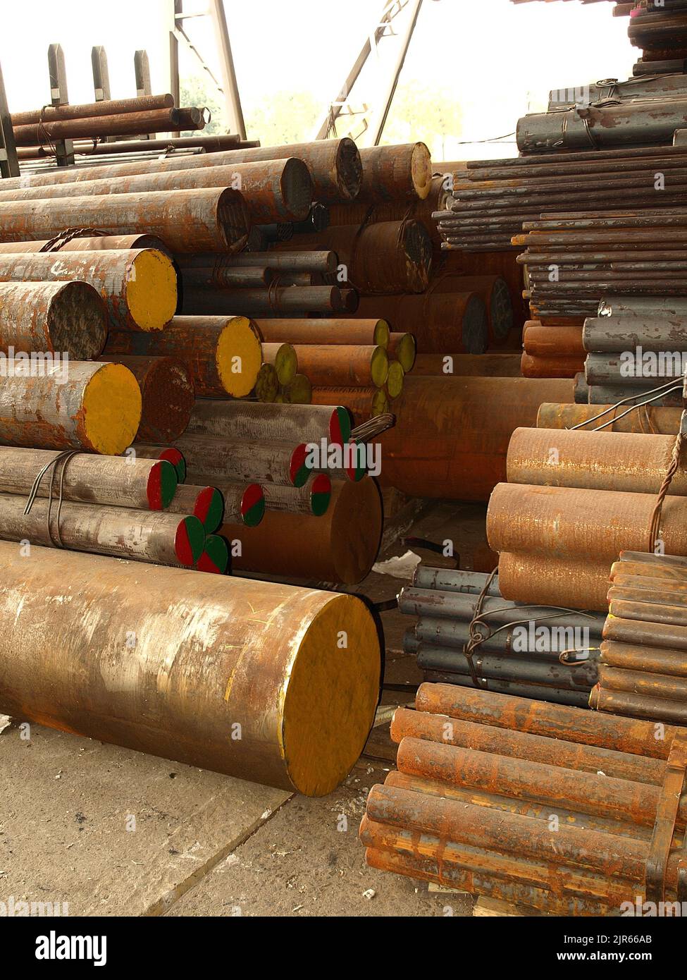 Rusty stack pile of industry steel use as construction materials Stock ...