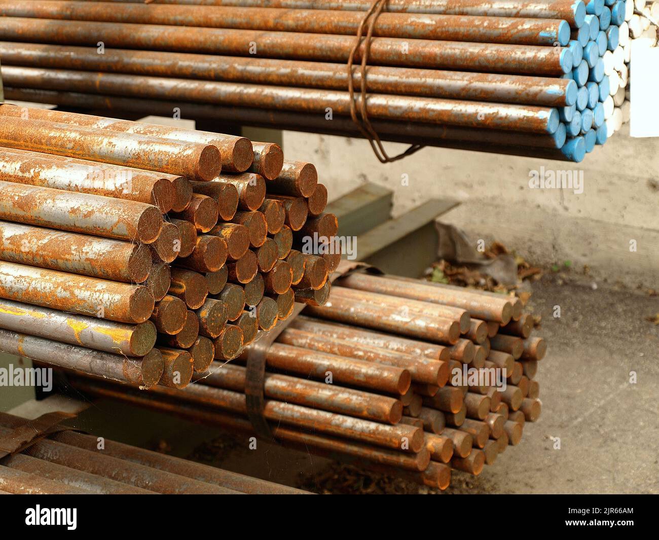 Rusty stack pile of industry steel use as construction materials Stock ...