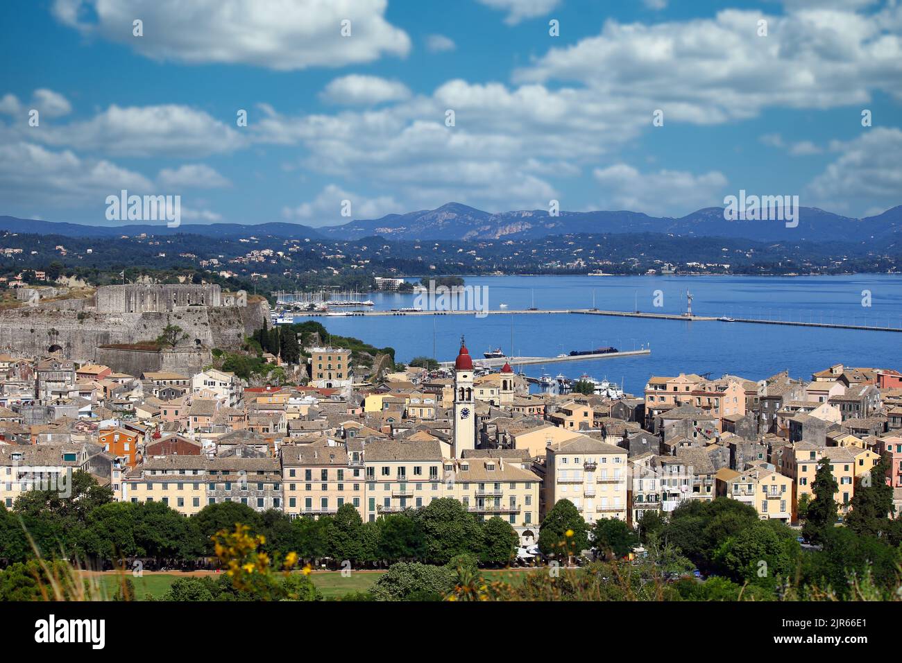 old Corfu town and new fort cityscape Stock Photo - Alamy
