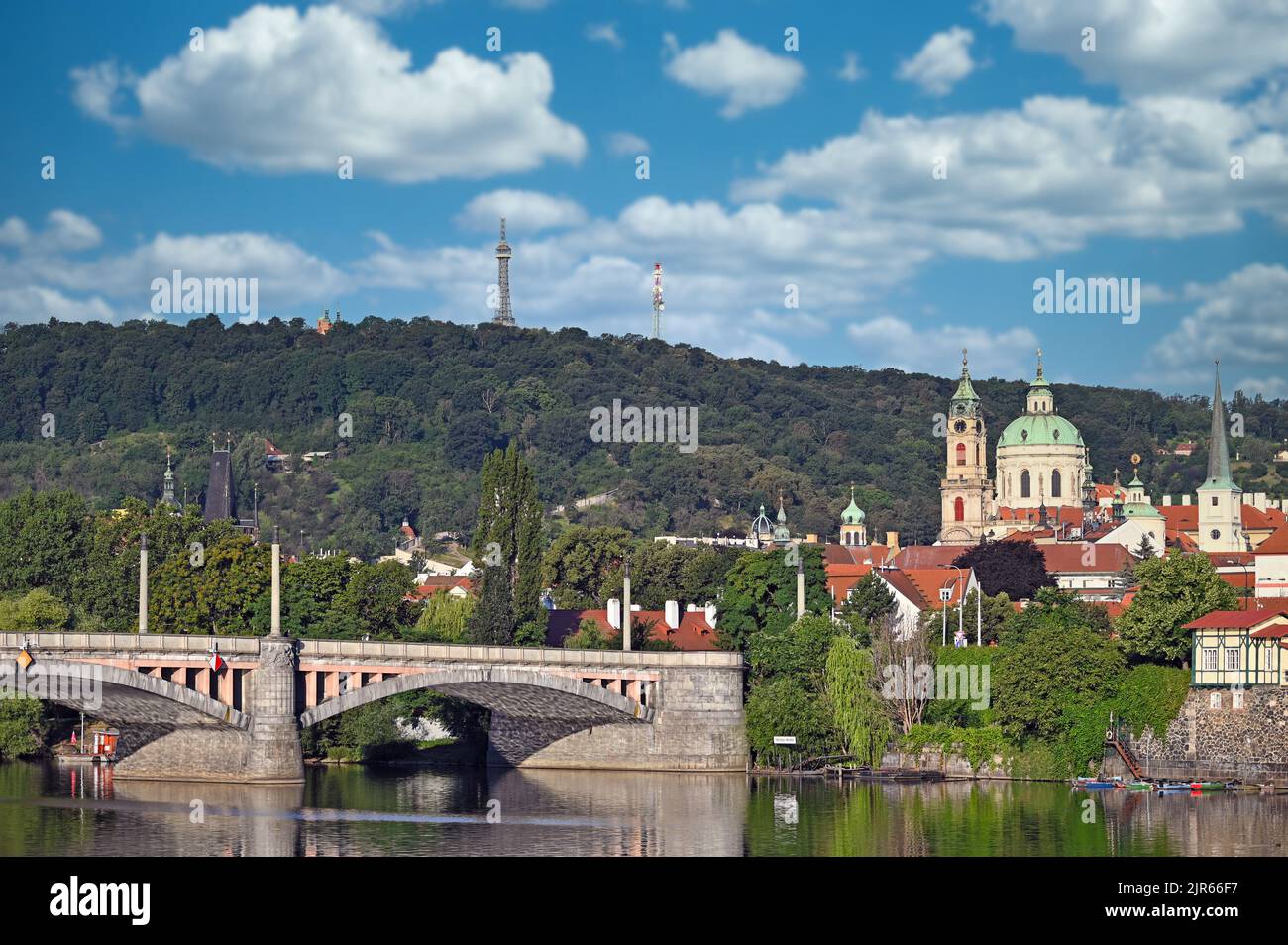 Old buildings and churches in Prague Vltava river Stock Photo - Alamy