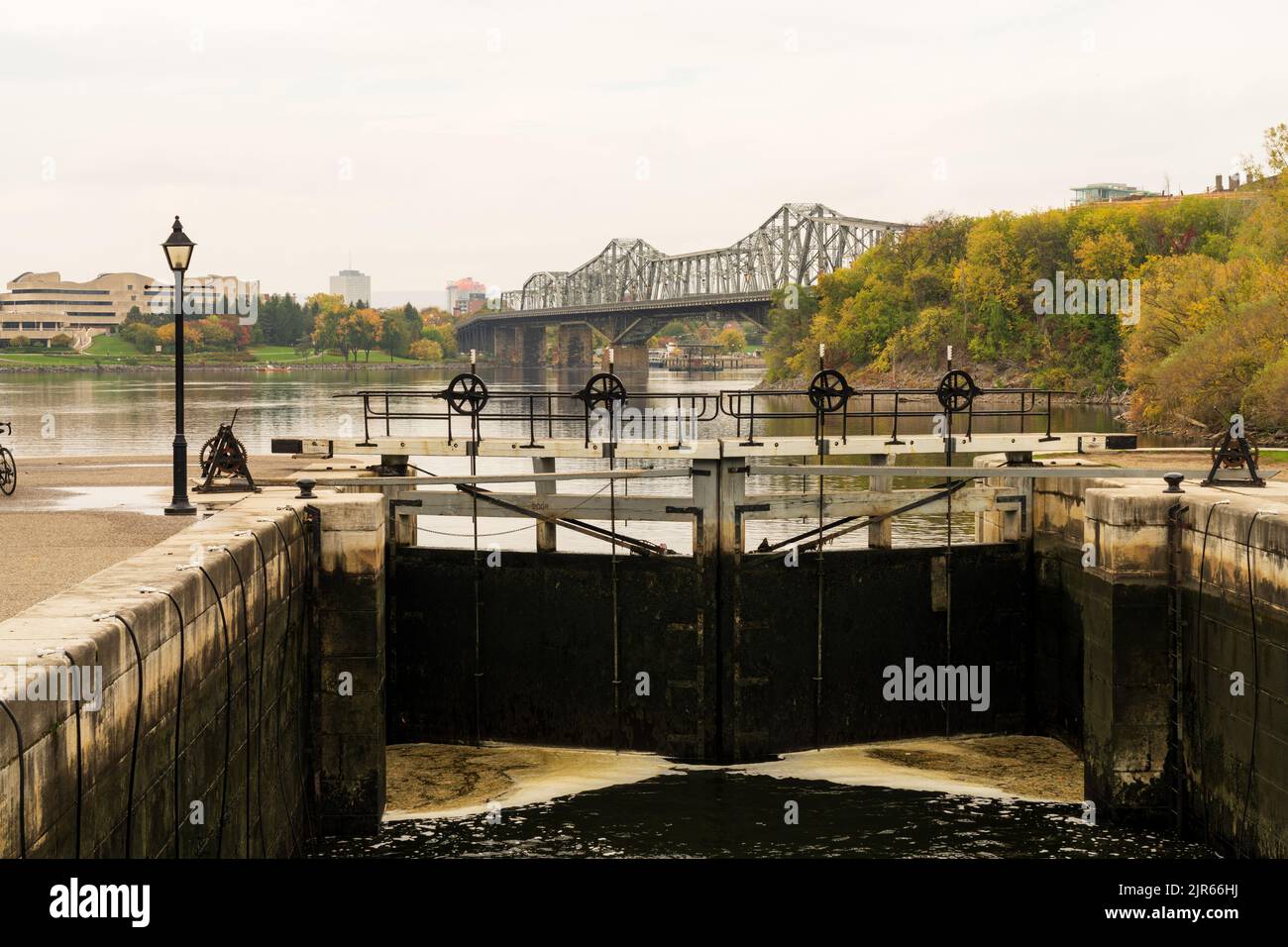 Rideau Canal Rideau Waterway autumn red leaves scenery. Fall foliage in ...