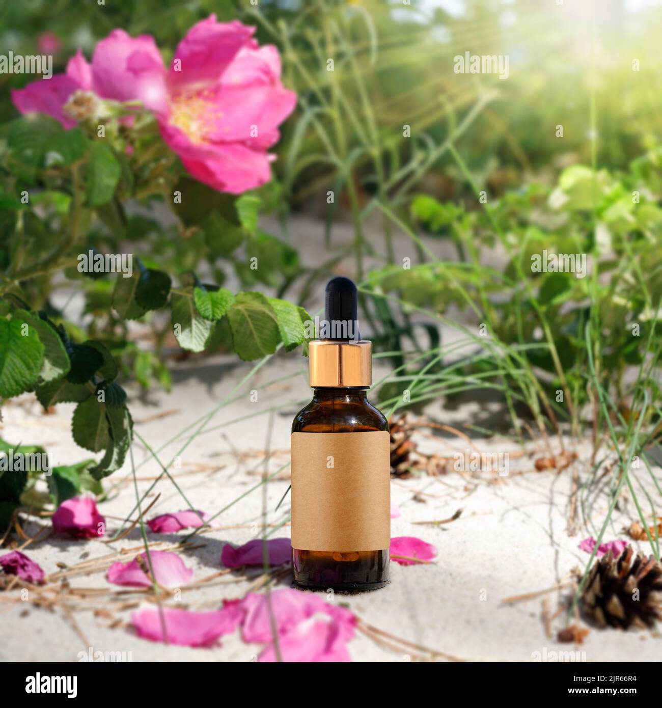 Mockup of atheric oil bottle for presentation of cosmetic product ...