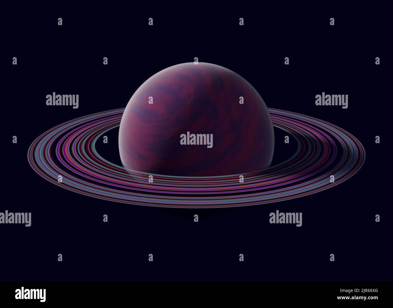 Saturn like sci-fi planet with rings, 3D rendering Stock Photo - Alamy