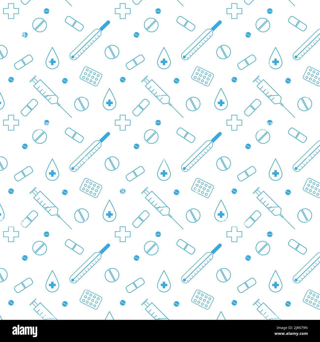 medical pattern with images of thermometer syringe pills cross and ...