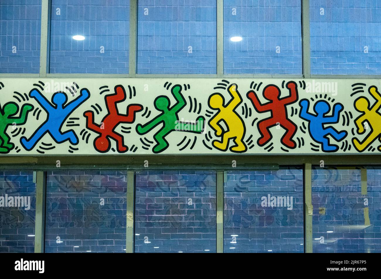 Keith Haring mural inside Woodhull Hospital lobby in Brooklyn NYC Stock ...