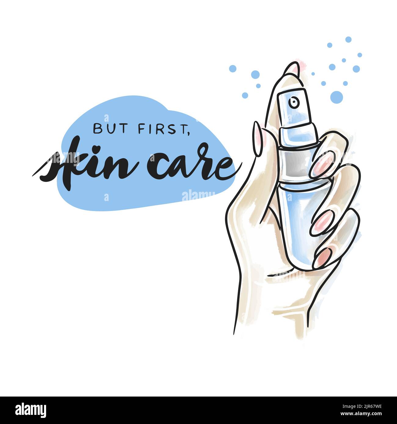 But first skin care, handwritten lettering, skin care cosmetics, hand ...