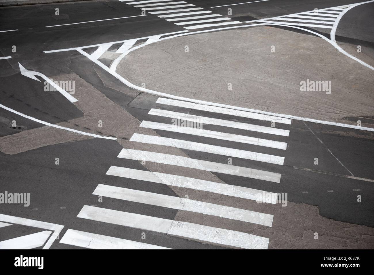 Crossroad top view road intersection with crosswalk hi-res stock ...