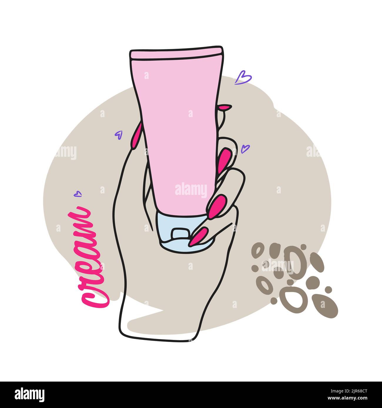 Woman moisturizing hands cream Stock Vector Images - Alamy