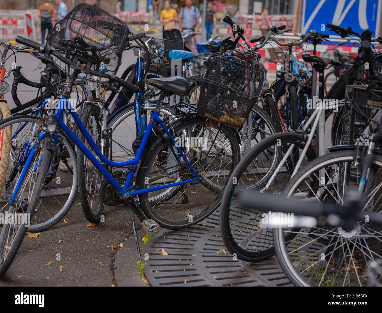 Basel, Switzerland - July 4 2022: public transport in the city. bicycle ...