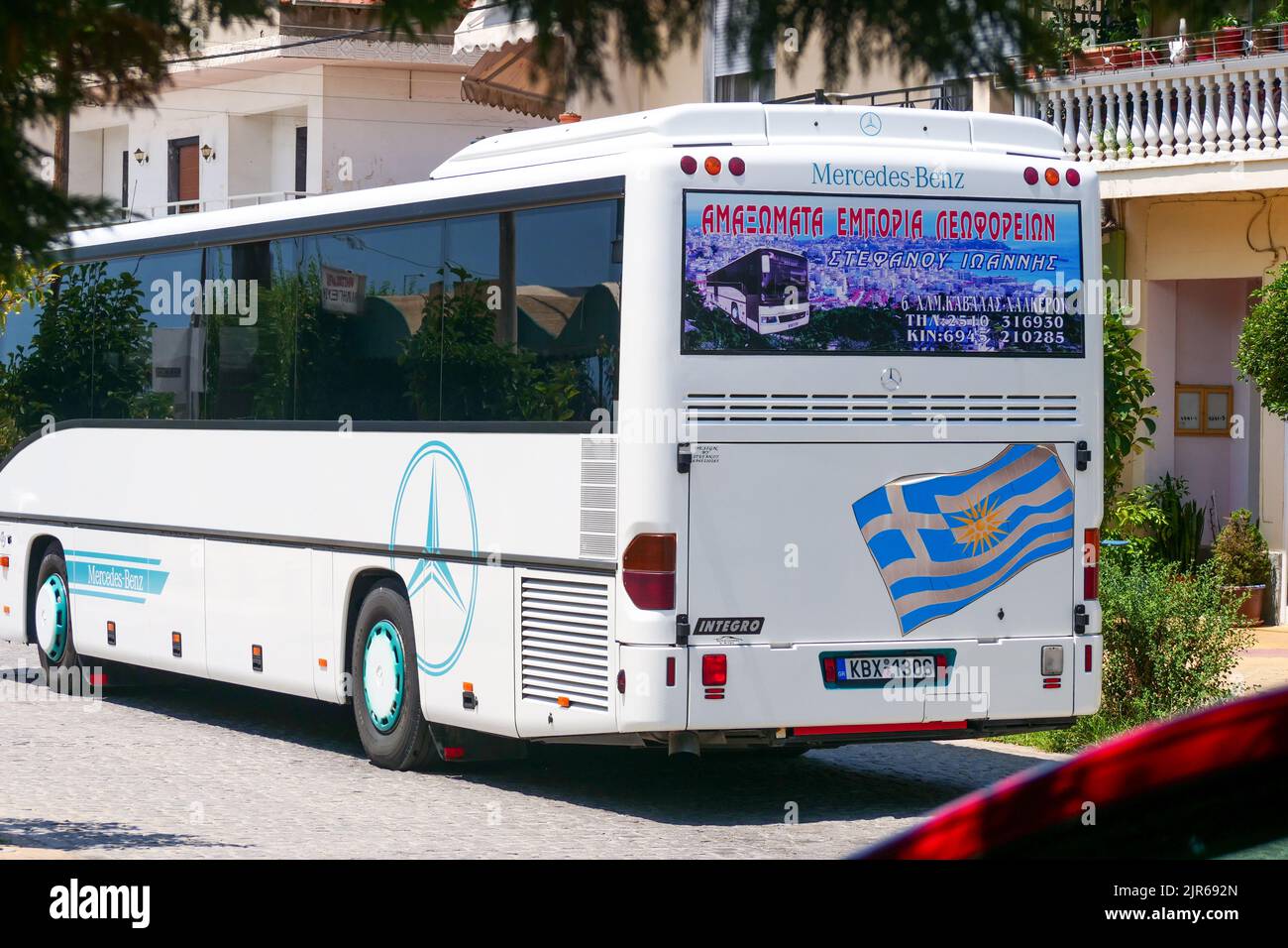 Tourist bus, Philippi, Macedonia, North-Eastern Greece Stock Photo - Alamy