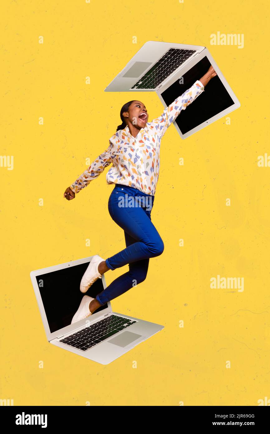 Creative 3d collage retro magazine image graphics postcard poster of ...