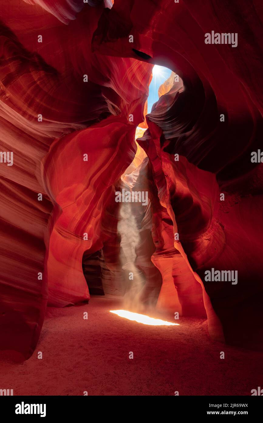 A vertical shot of stunning red caves of Upper Antelope Canyon in ...