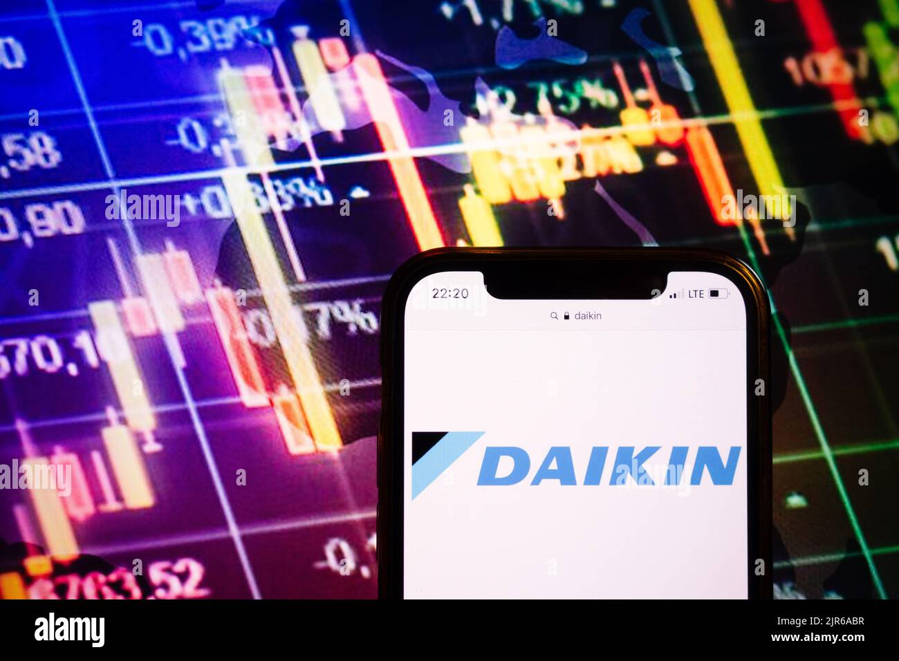 KONSKIE, POLAND - August 10, 2022: Smartphone displaying logo of Daikin ...