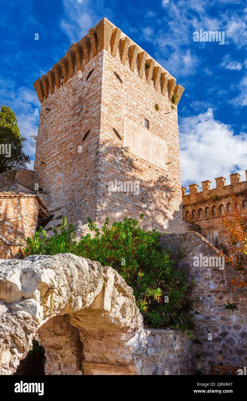 San Severino (St Severinus) Tower in Spello medieval historical center ...