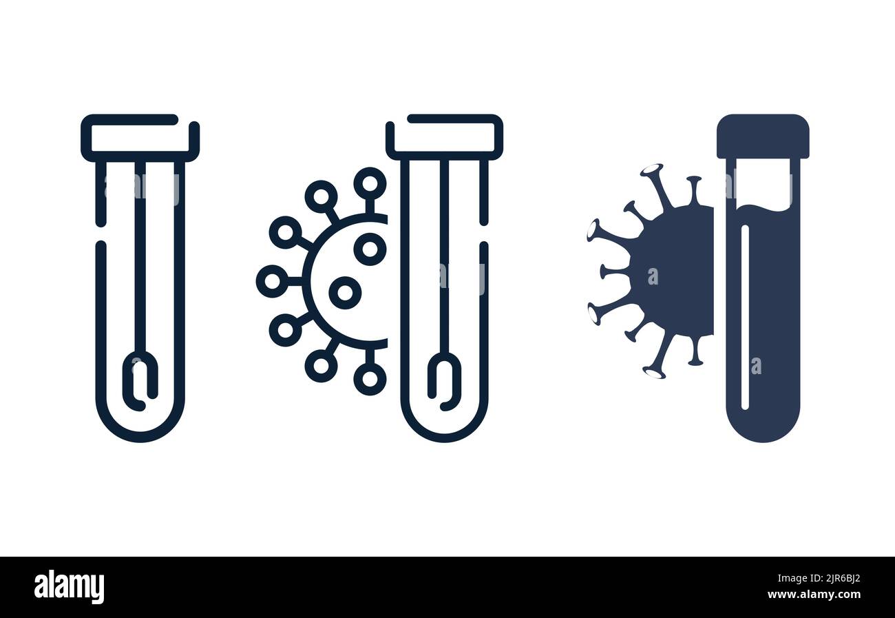 Covid pcr test vector line icon. Corona virus covid19 tube test medical ...