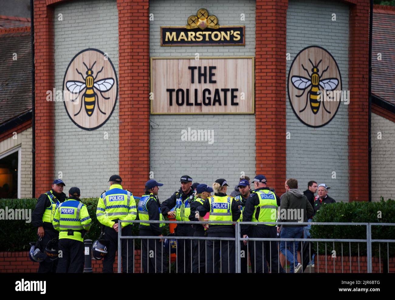 Police outside the Tollgate pub in Stretford ahead of an organised ...