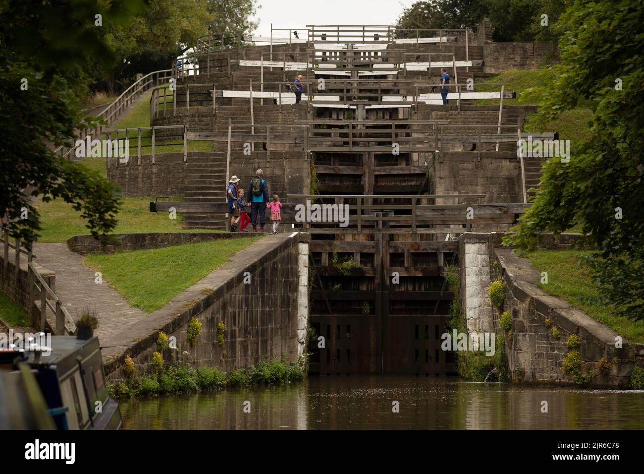 The Bingley Five Rise locks along the Leeds and Liverpool Canal Stock ...
