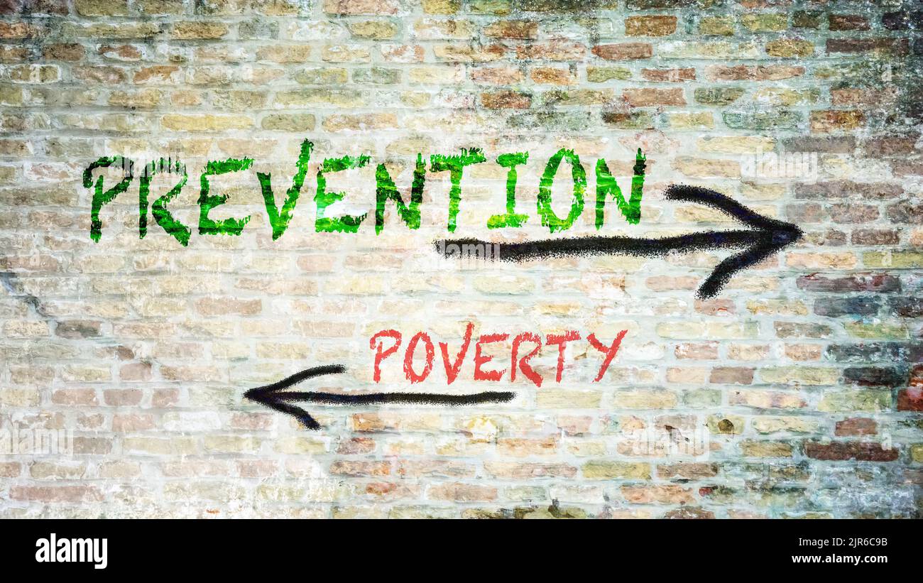 Street Sign the Direction Way to Prevention versus Poverty Stock Photo ...
