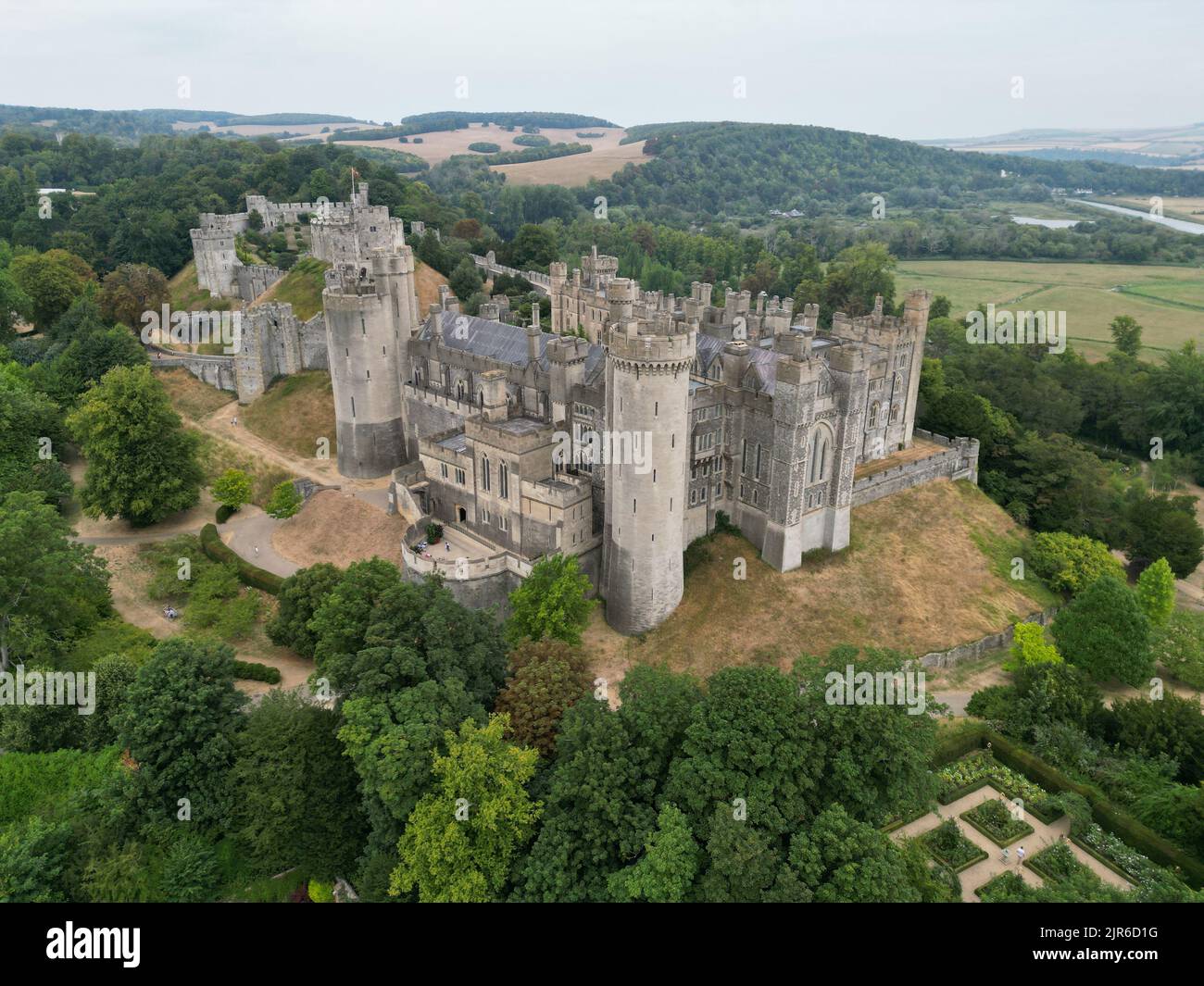 Arundel Castle West Sussex, England drone aerial view Stock Photo - Alamy